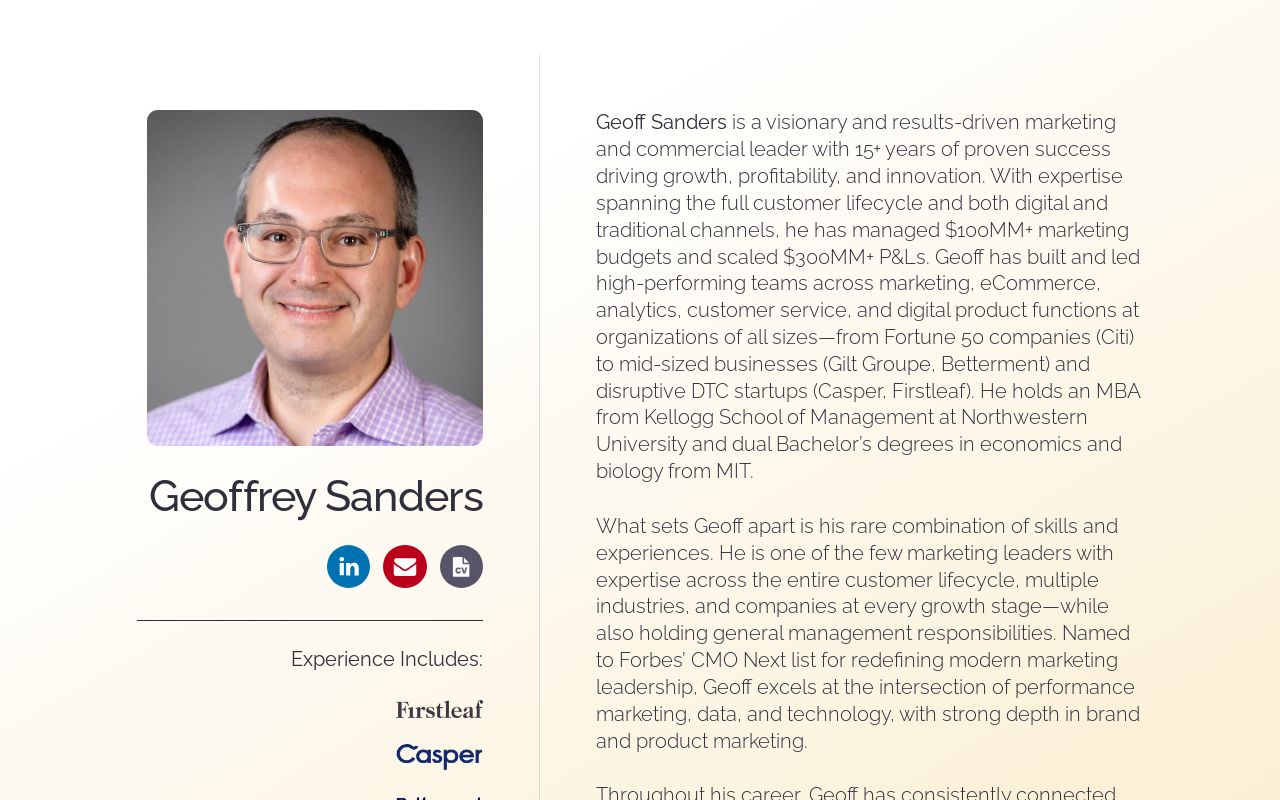 Introducing Geoffrey Sanders